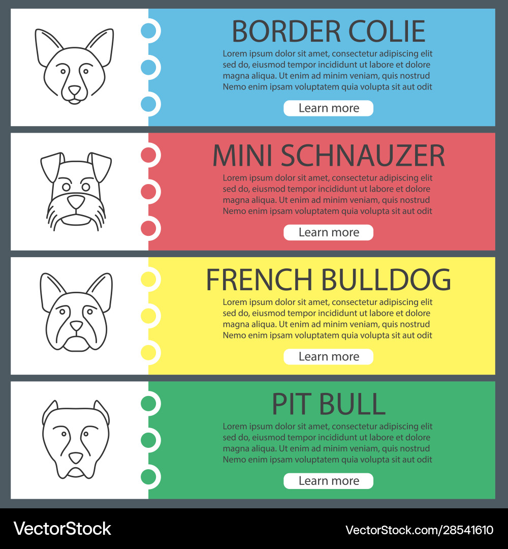 Dogs breeds web banner templates set Royalty Free Vector