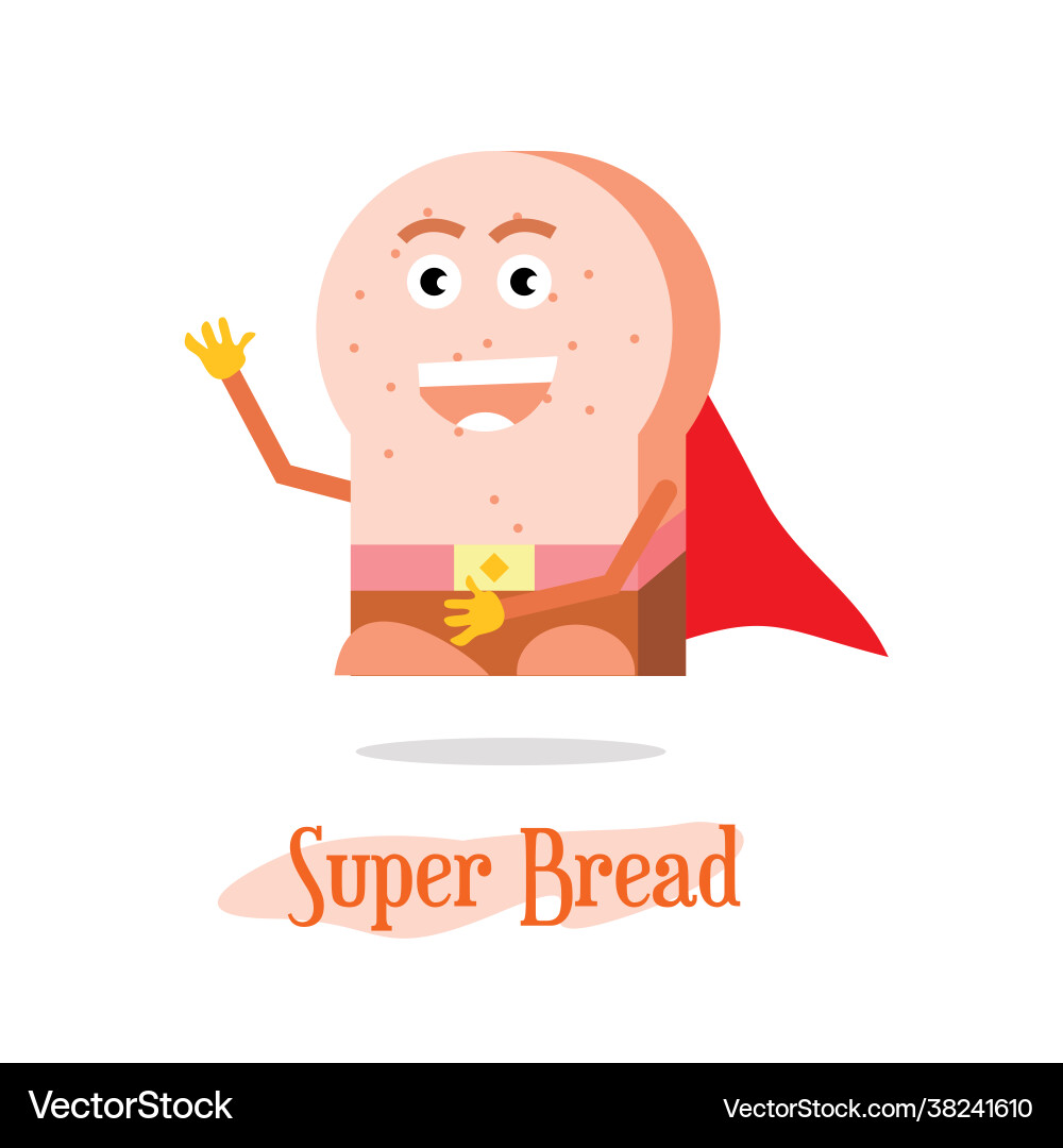 Mascot super hero cheerful bread Royalty Free Vector Image