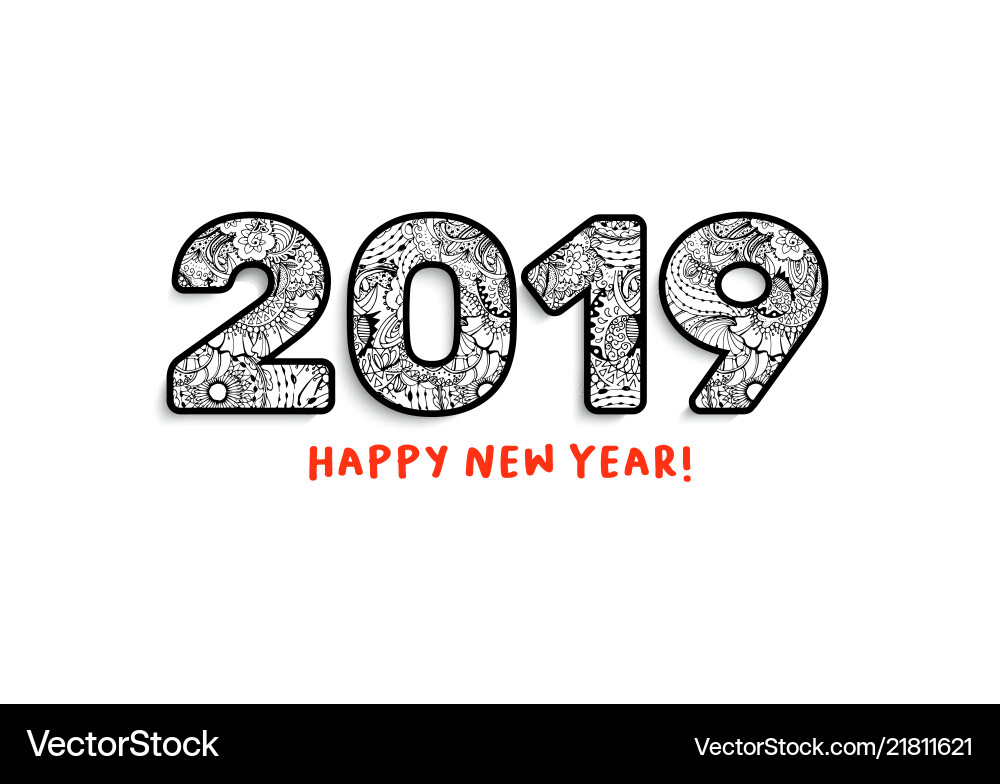 2019 lettering happy new year greeting Royalty Free Vector