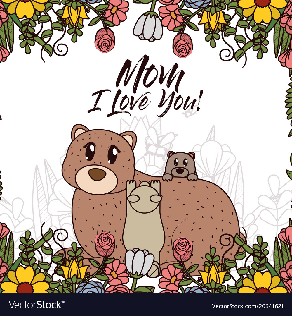 Happy mothers day card with cute animals Vector Image