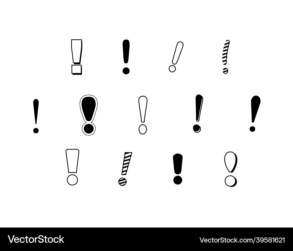 Large collection of exclamation marks exclamation Vector Image