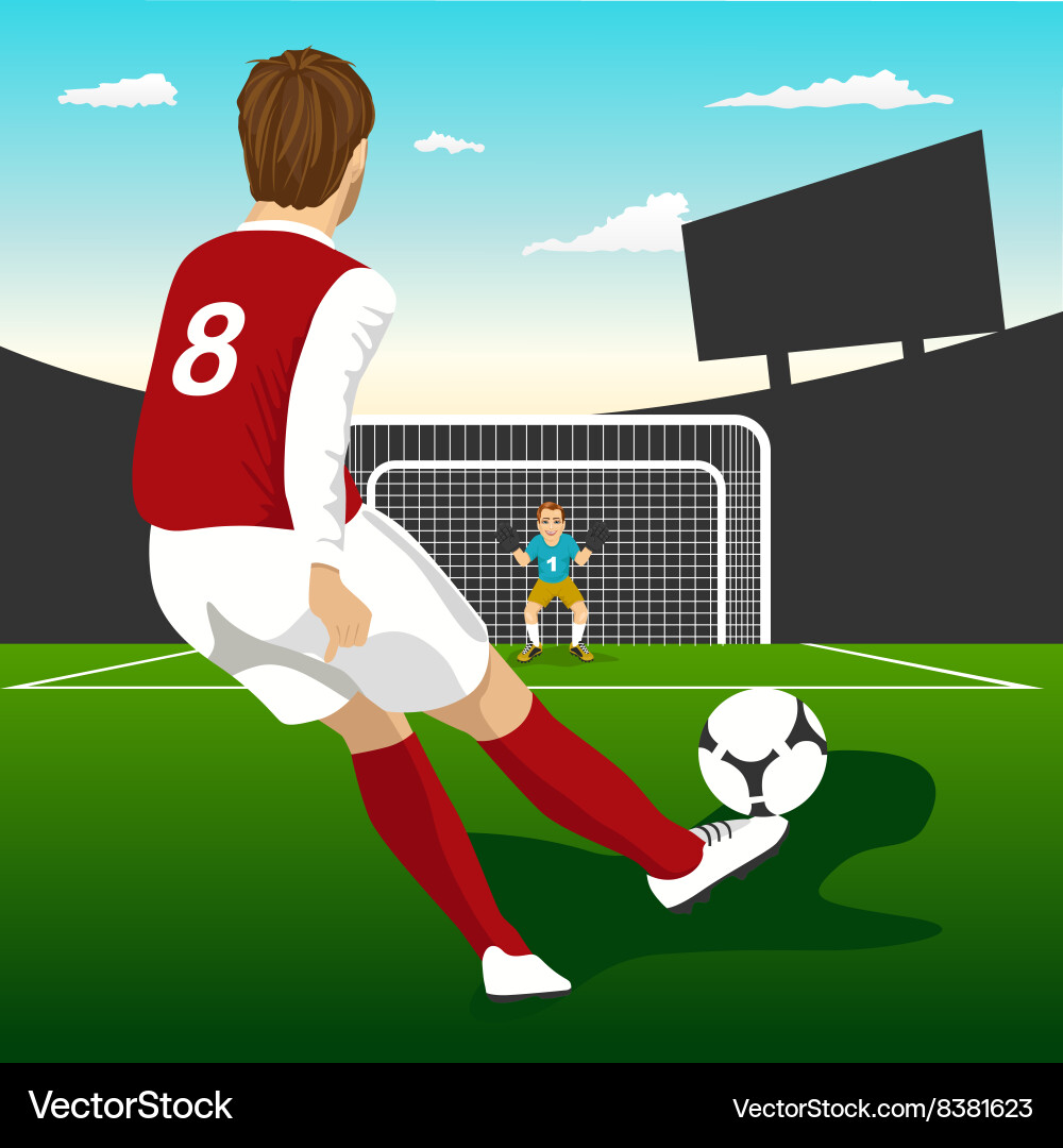 Soccer player taking penalty kick Royalty Free Vector Image