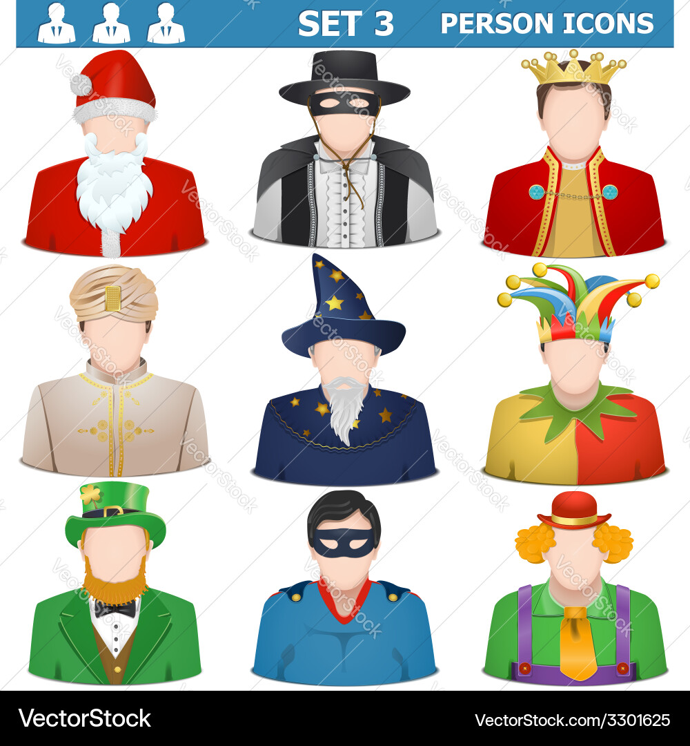 Person icons set 3 Royalty Free Vector Image - VectorStock