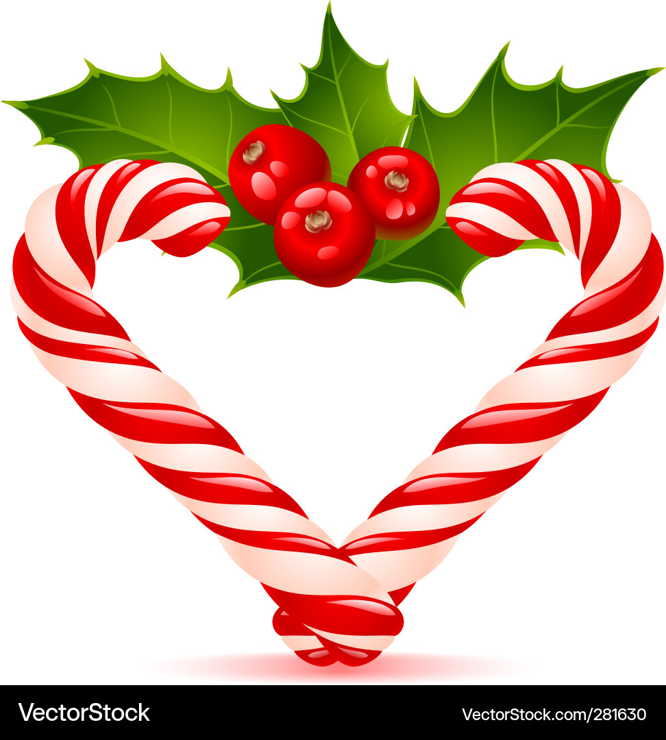 Christmas heart candy canes Royalty Free Vector Image
