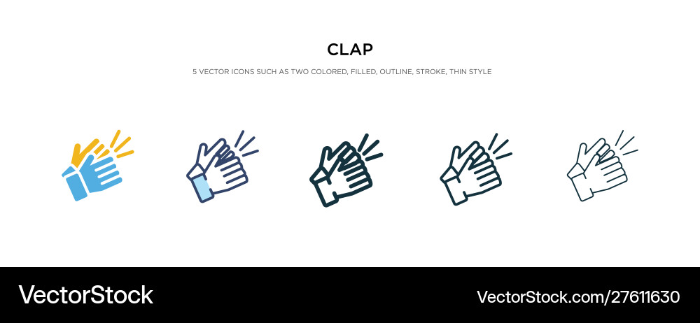 Clap icon in different style two colored Vector Image