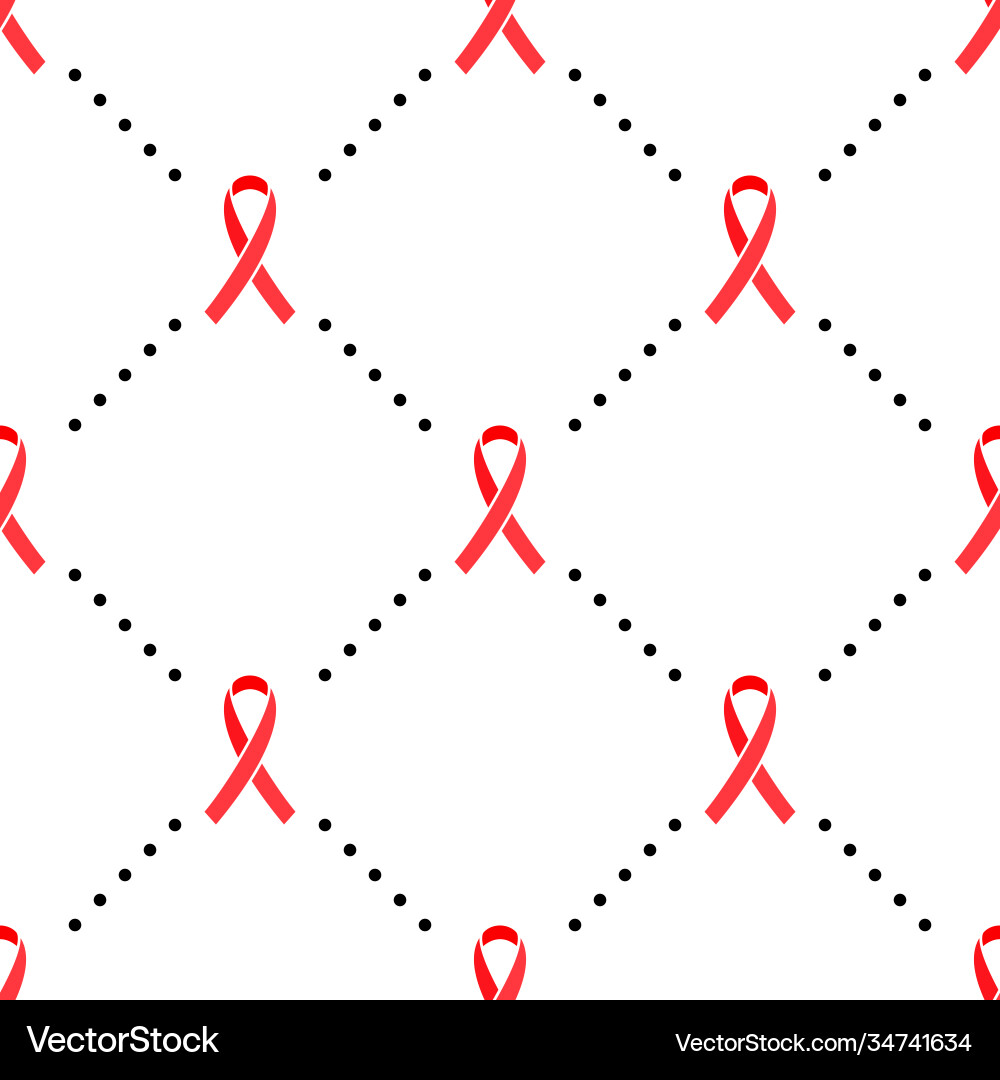 Seamless geometric pattern with red ribbon Vector Image