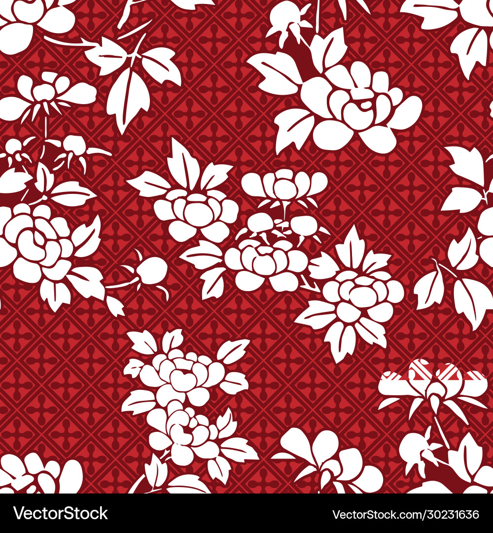 Peony japanese chinese design seamless pattern Vector Image