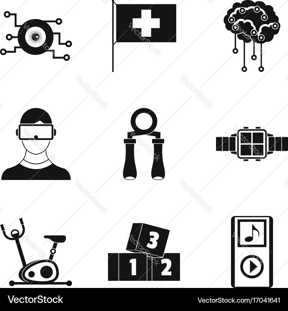 Clock icons set simple style Royalty Free Vector Image