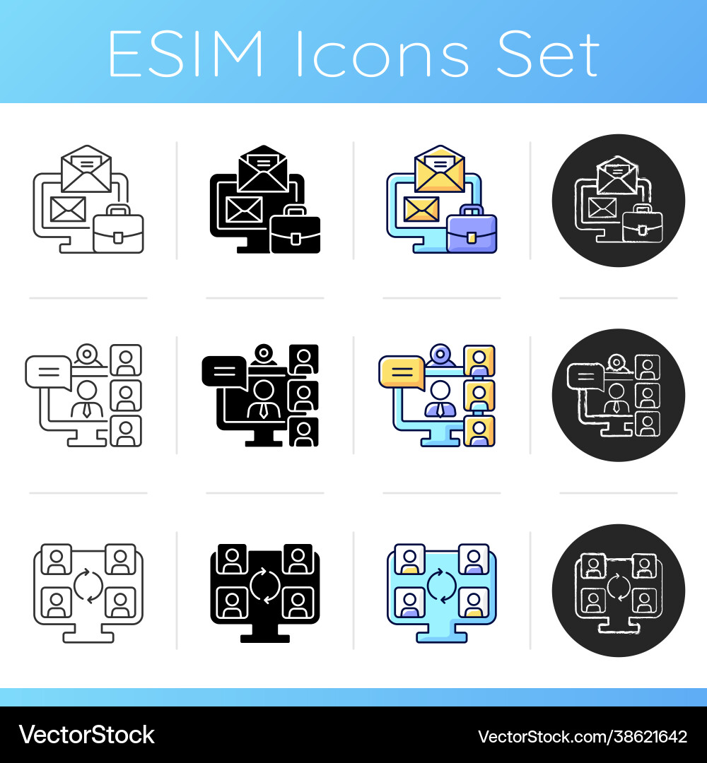 Work tracking icons set Royalty Free Vector Image