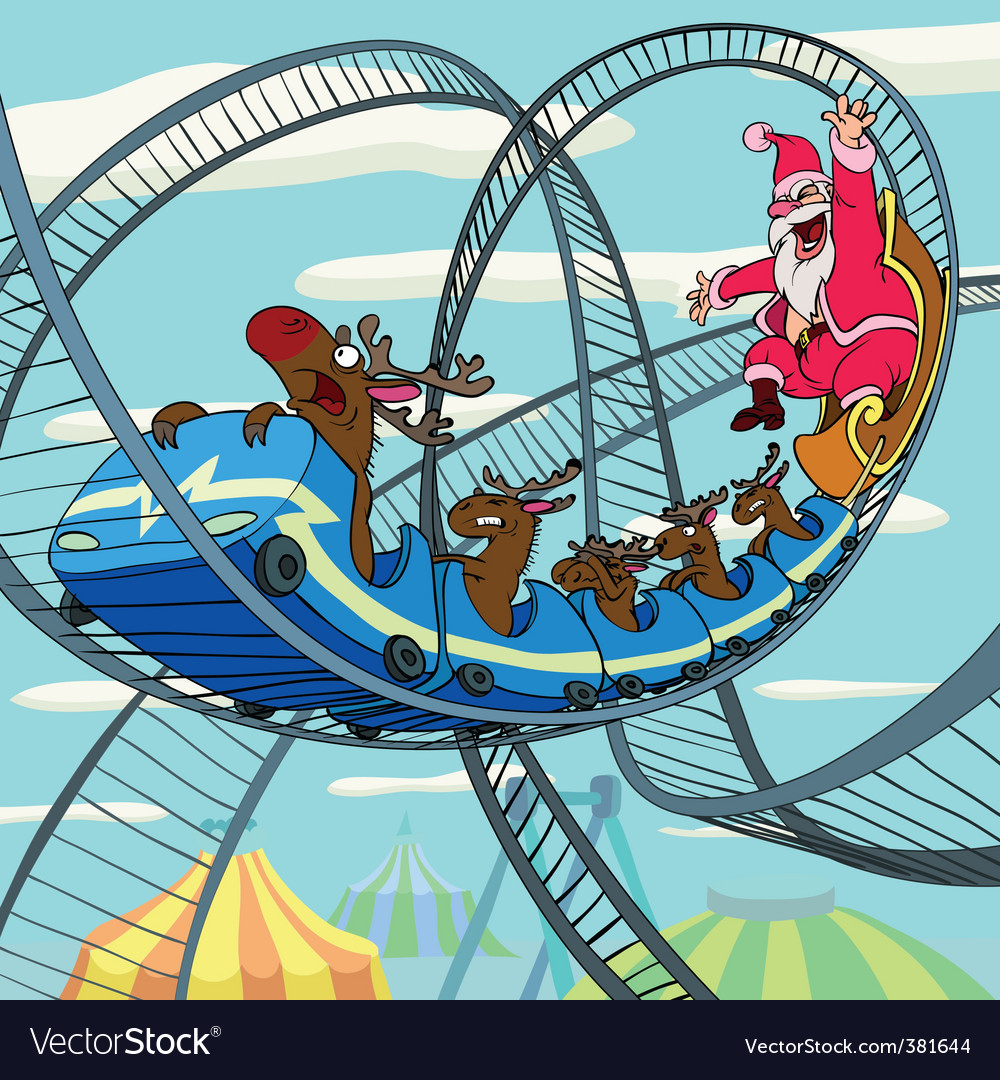 Santa Claus on roller coaster Royalty Free Vector Image