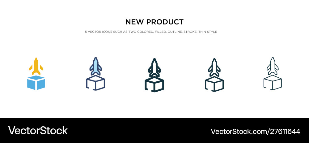 New product icon in different style two colored Vector Image