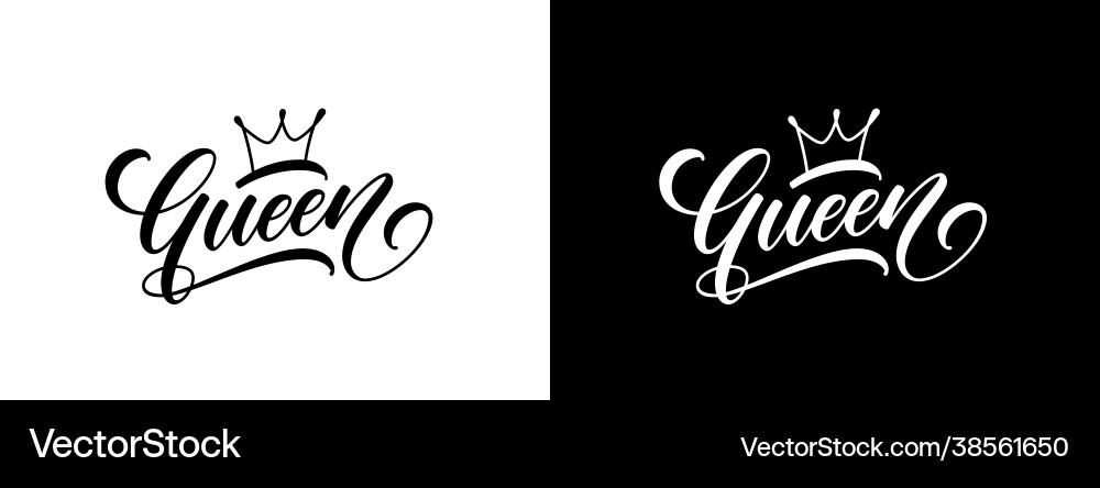 Queen word with crown Royalty Free Vector Image