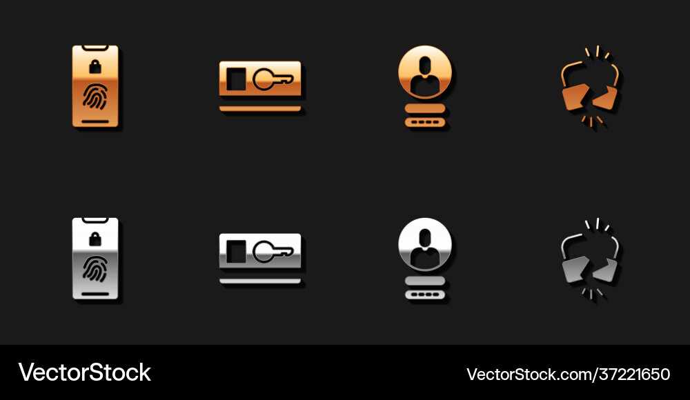 Set mobile with fingerprint scan key card create Vector Image