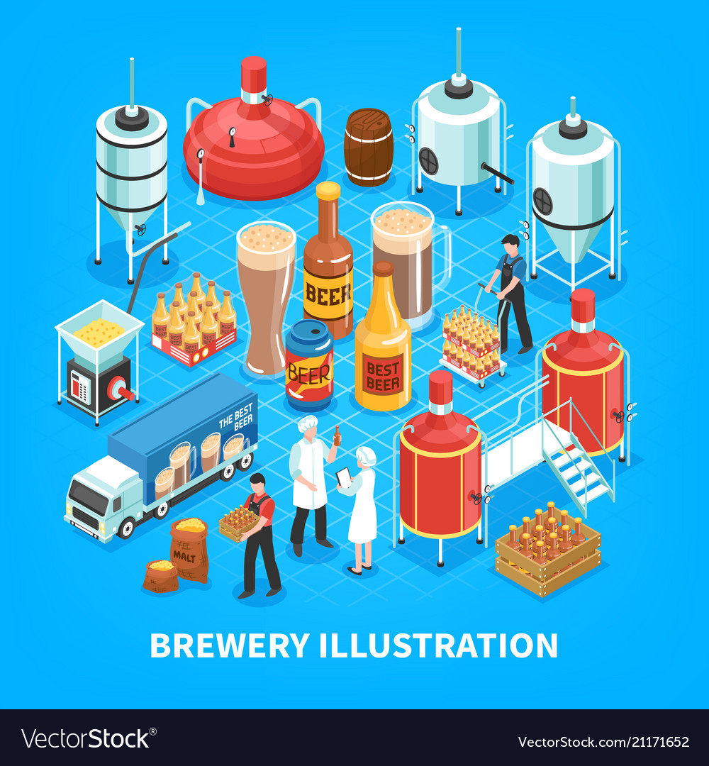 Brewery isometric composition Royalty Free Vector Image Brewery isometric composition Royalty Free Vector Image