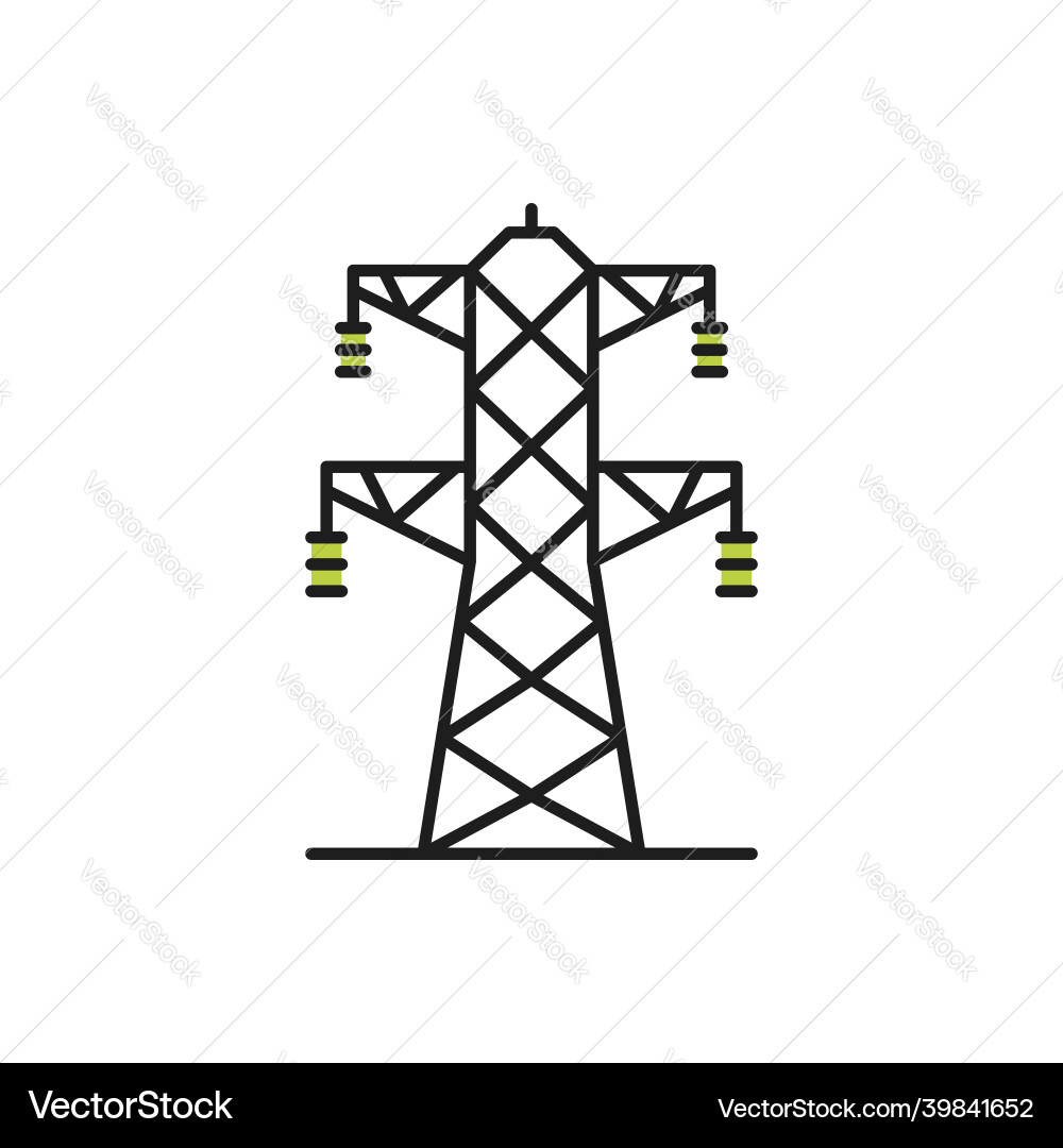 Lattice tower and overhead power line isolated Vector Image