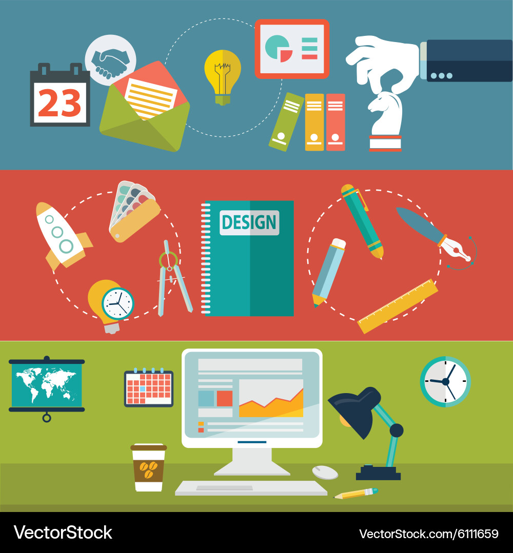 Set of flat design concepts for website layout Vector Image