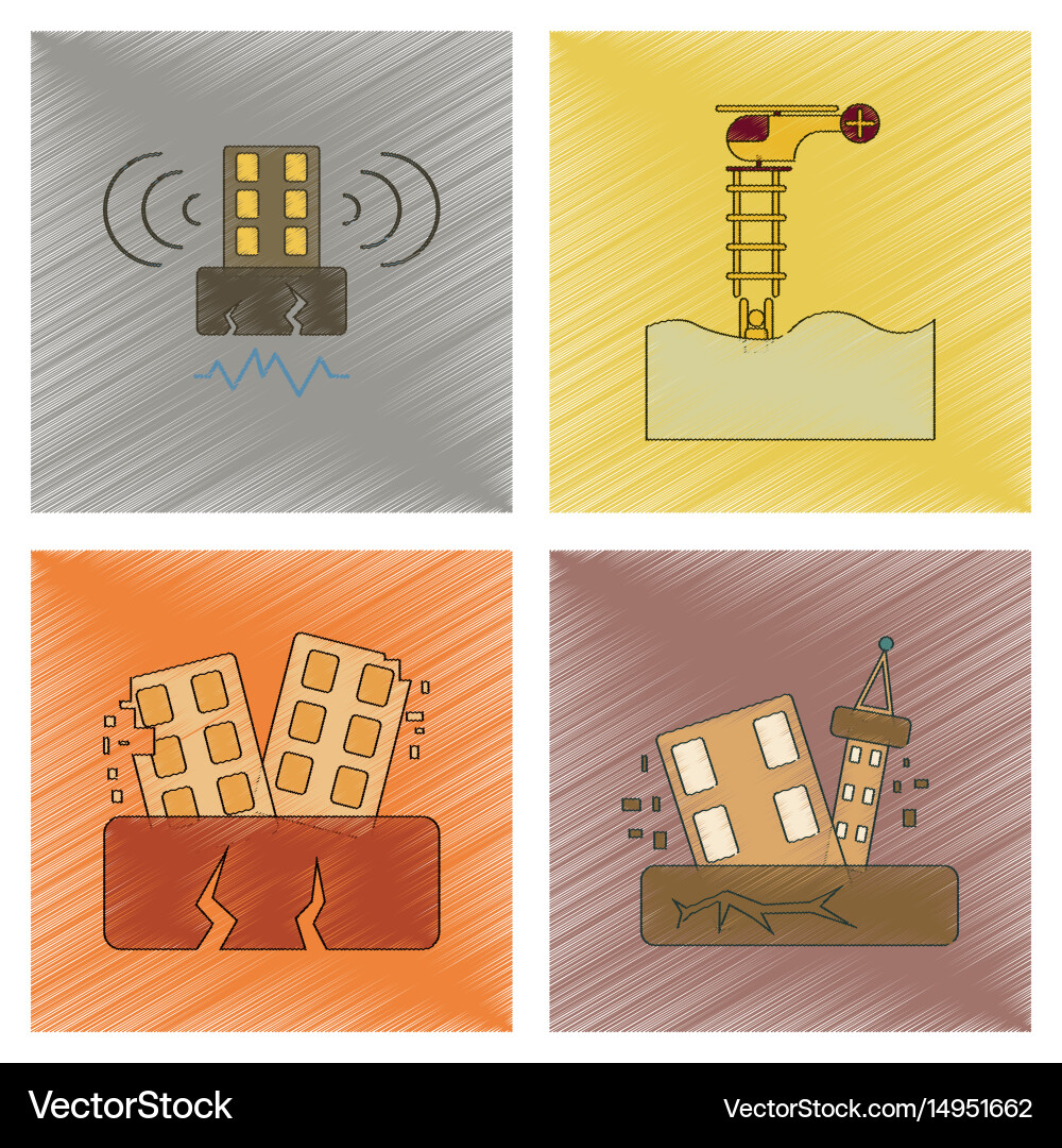Assembly flat shading style icon earthquake Vector Image