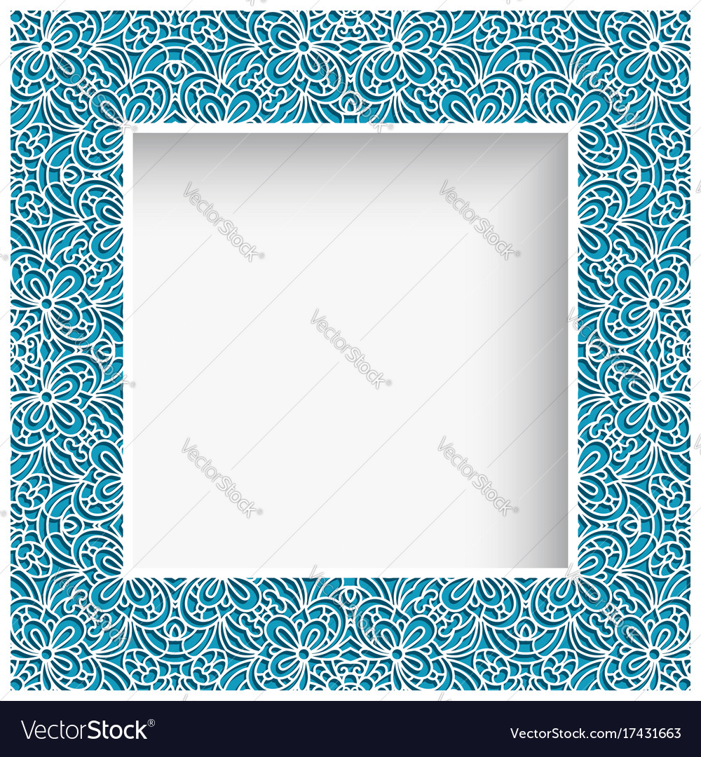 Square frame with cutout lace border pattern Vector Image