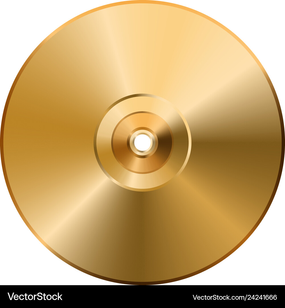 Cd dvd golden disc isolated on transparent Vector Image