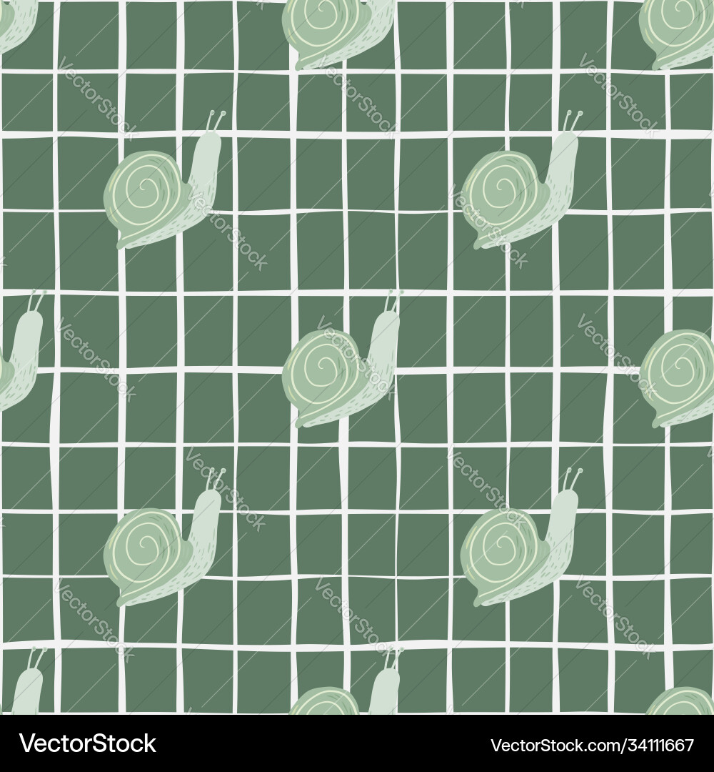 Pastel seamless doodle pattern with snails simple Vector Image