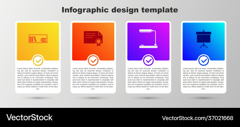 Set shelf with books certificate template table Vector Image