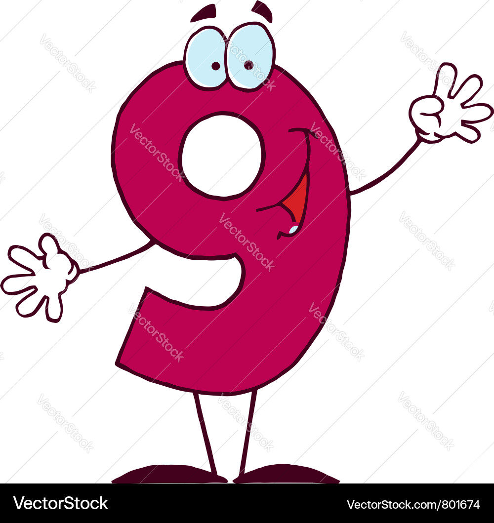 Funny cartoon numbers-9 Royalty Free Vector Image