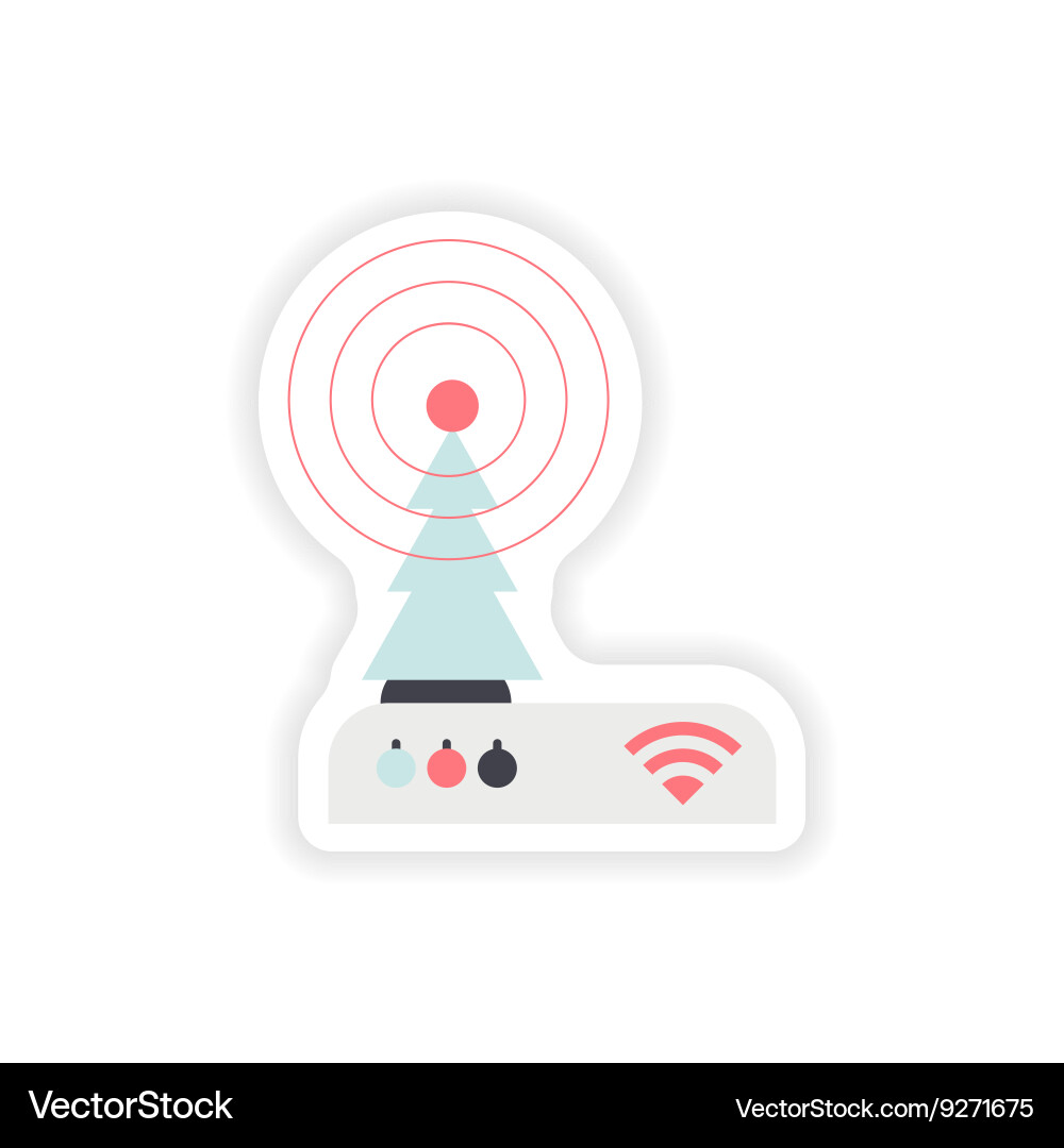 Paper sticker on white background wi-fi router Vector Image