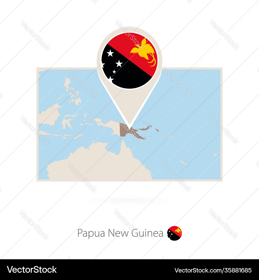 Rectangular map papua new guinea with pin icon Vector Image