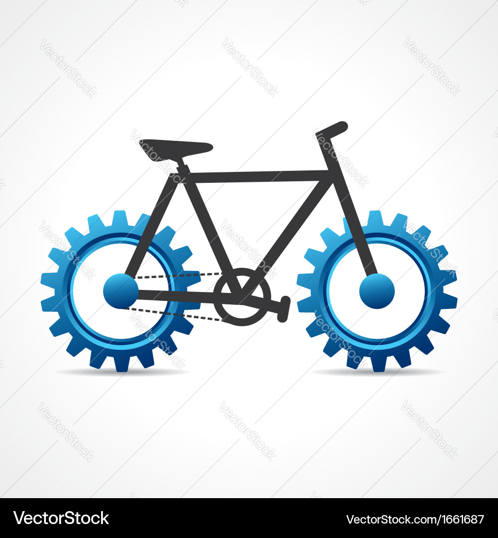 Bicycle with cog wheel Royalty Free Vector Image