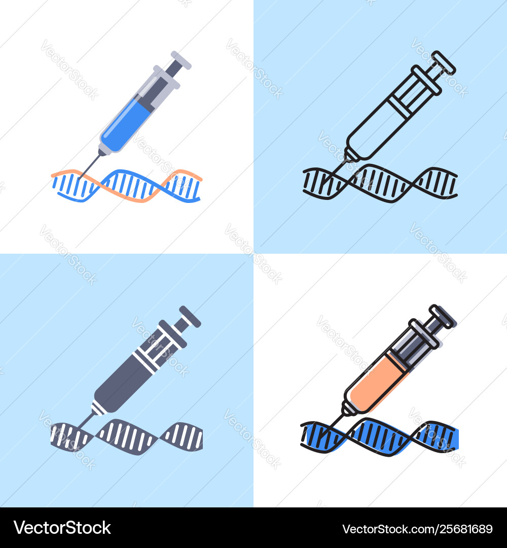 Dna changing icon set in flat and line style Vector Image
