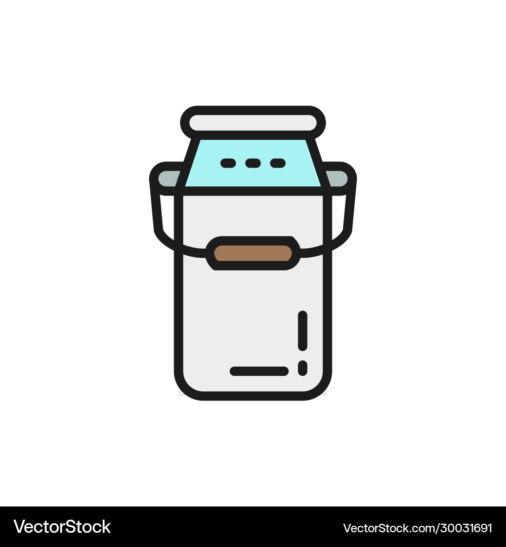 Can container for milk flat color line icon Vector Image