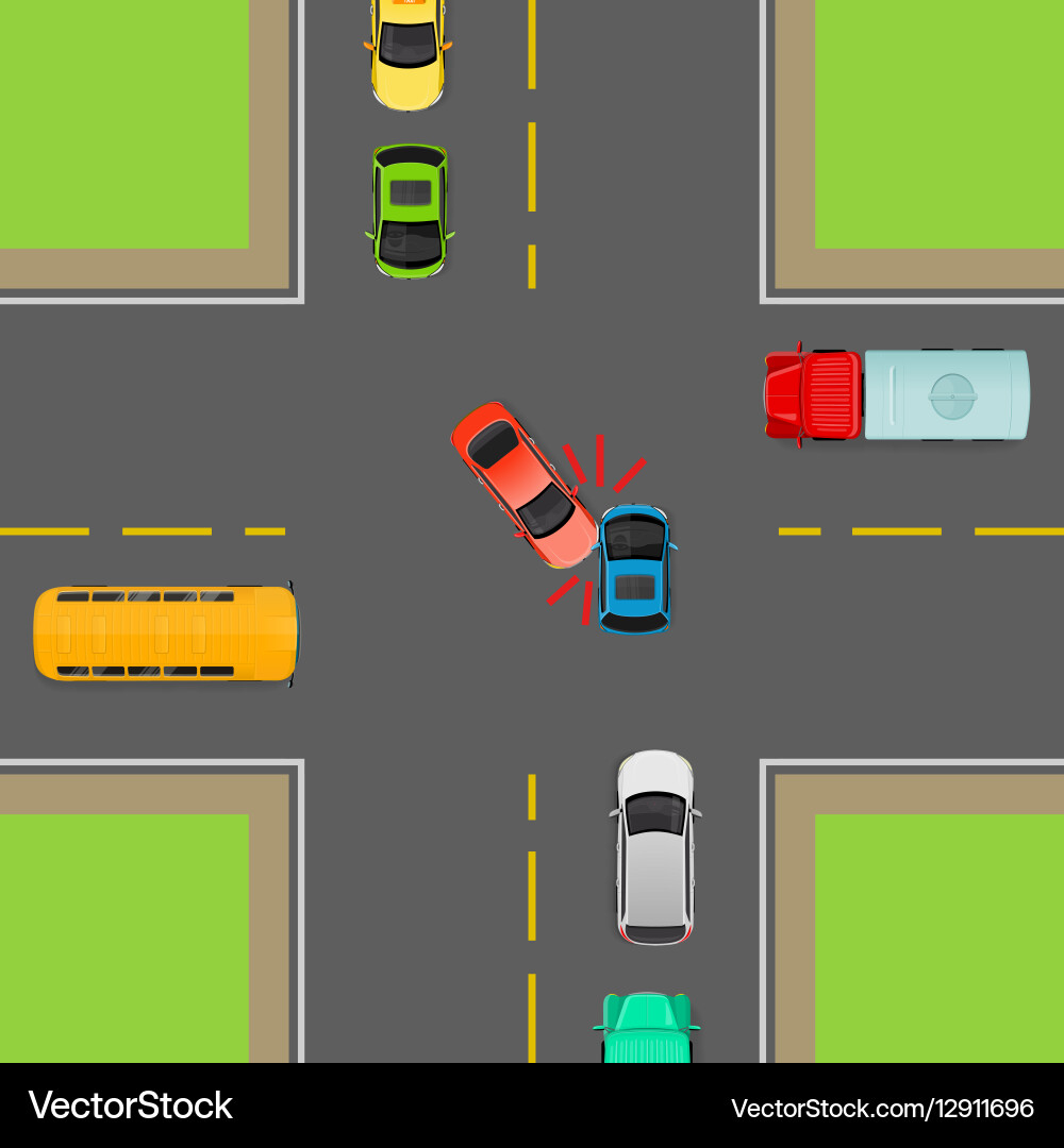 General Traffic Rules Turn Left at Crossroads Vector Image