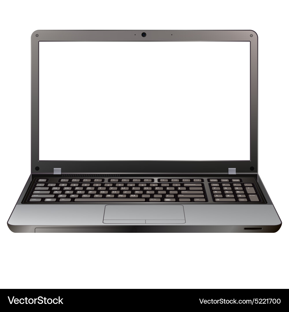 Photo realistic laptop front view with blank Royalty Free Vector Image ...