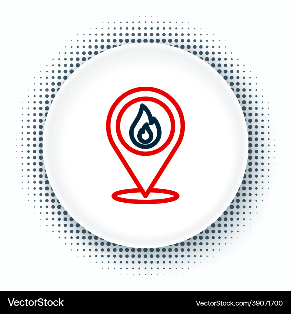 Line map pointer with fire flame icon isolated Vector Image