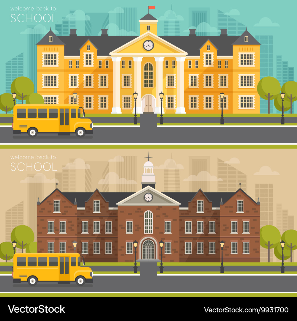 School building flat style Royalty Free Vector Image