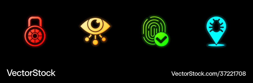 Set safe combination lock eye scan fingerprint Vector Image