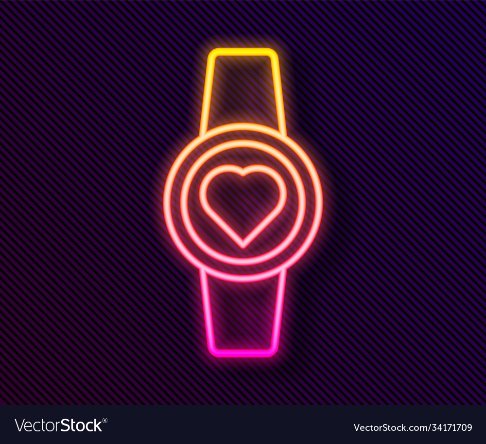Glowing neon line smartwatch icon isolated Vector Image