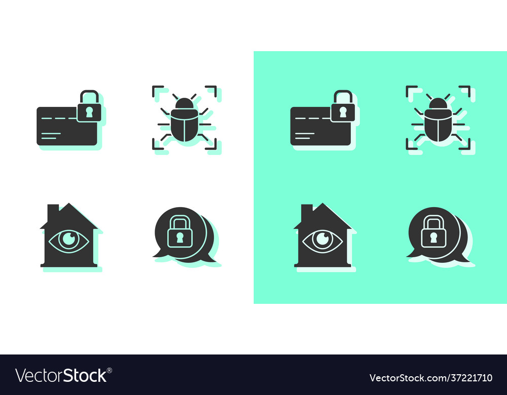 Set cyber security credit card with lock house Vector Image Set cyber security credit card with lock house Vector Image