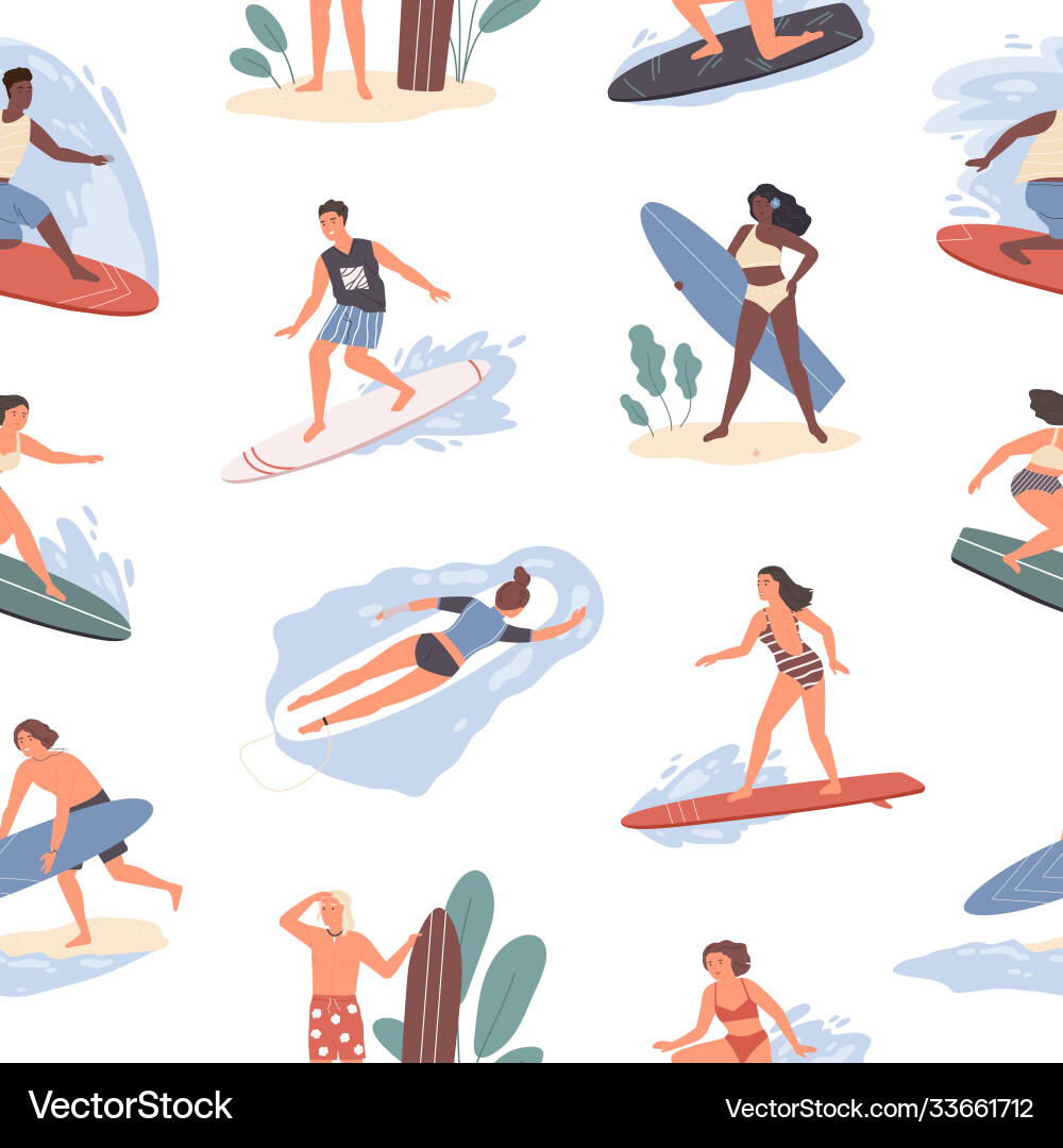 Seamless pattern different people swimming Vector Image