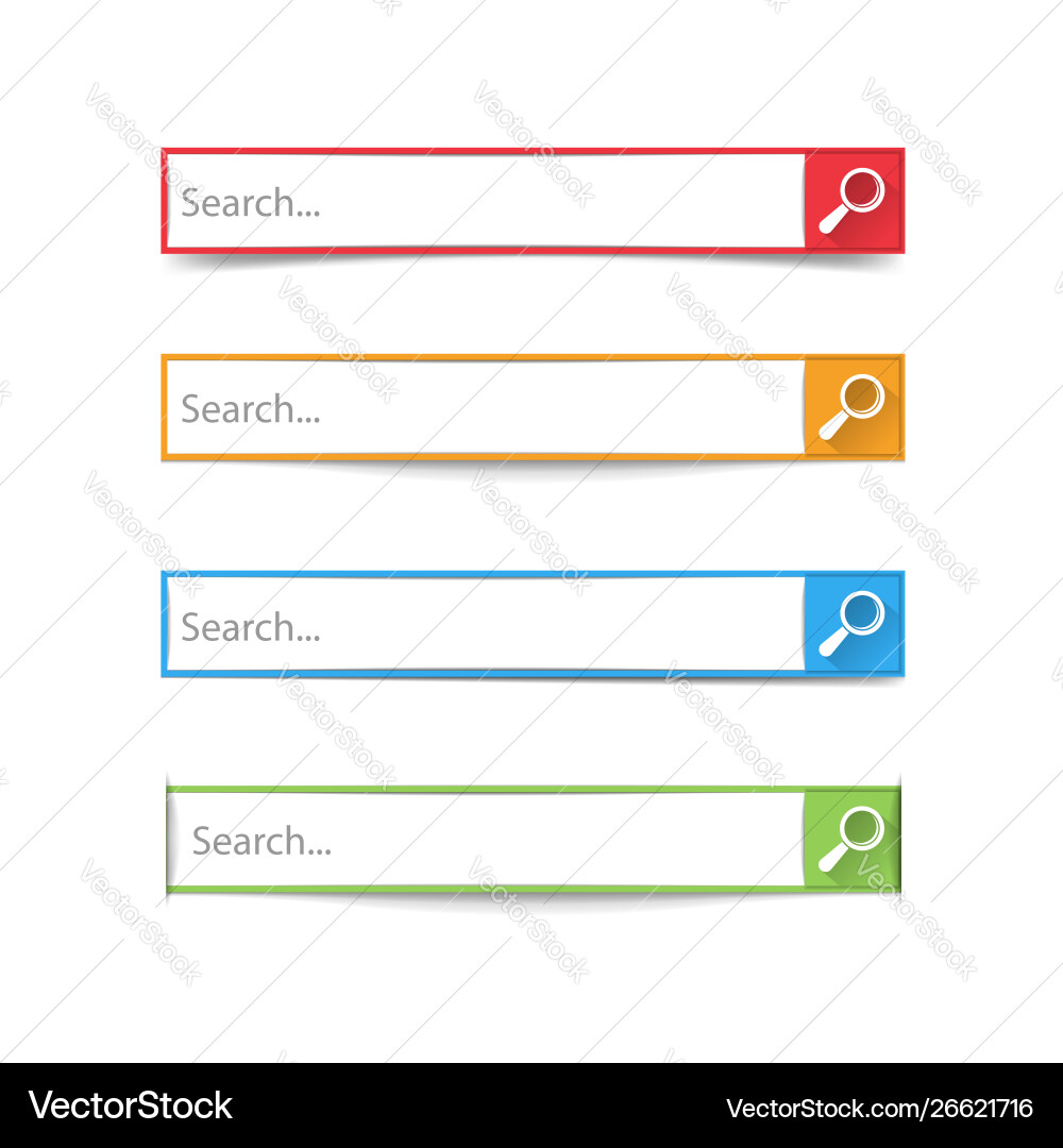 Search bar boxes buttons isolated on white Vector Image
