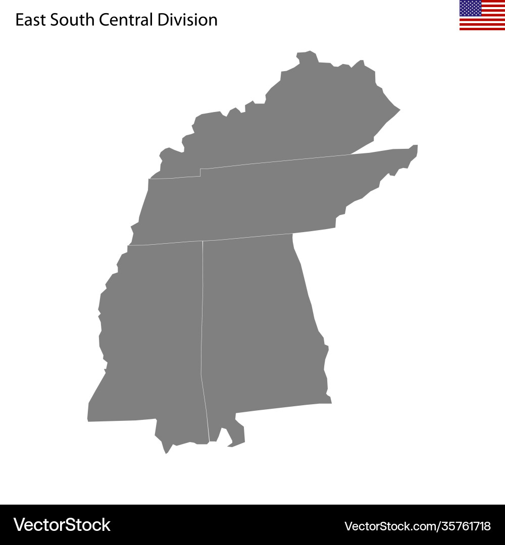 High quality map east south central division Vector Image