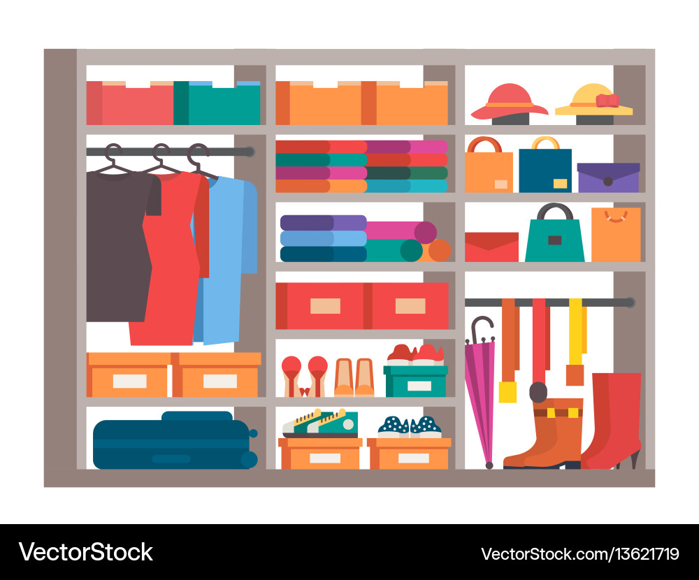 Wardrobe clothes storage closet Royalty Free Vector Image