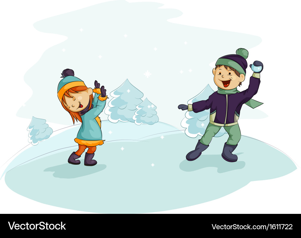 A snowball fight Royalty Free Vector Image - VectorStock