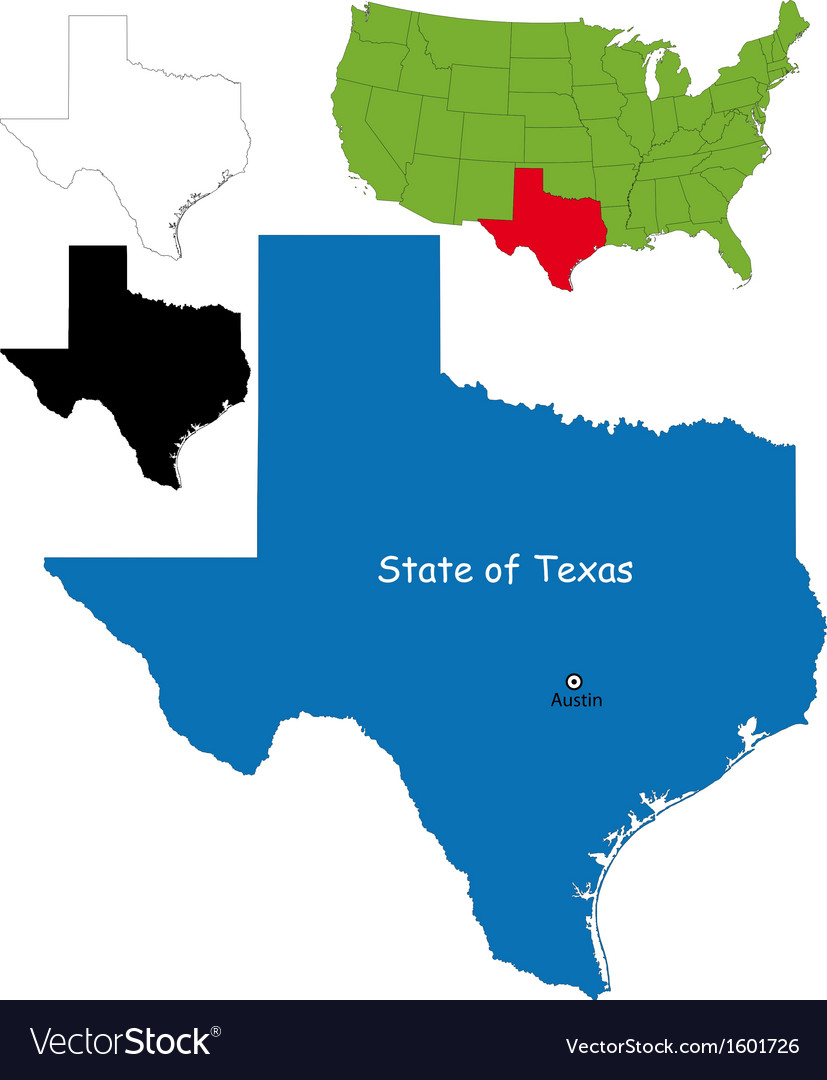 Texas map Royalty Free Vector Image - VectorStock