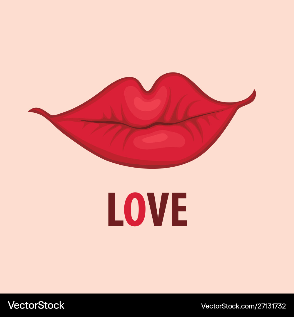 Red smiling lips closed mouth with smile Vector Image