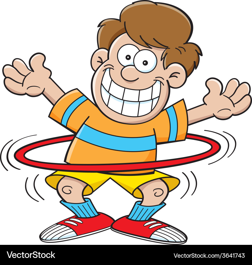 Cartoon boy with a hula hoop Royalty Free Vector Image