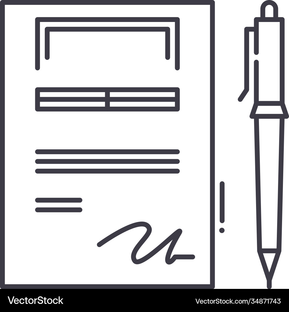 Signing contract concept icon linear isolated Vector Image