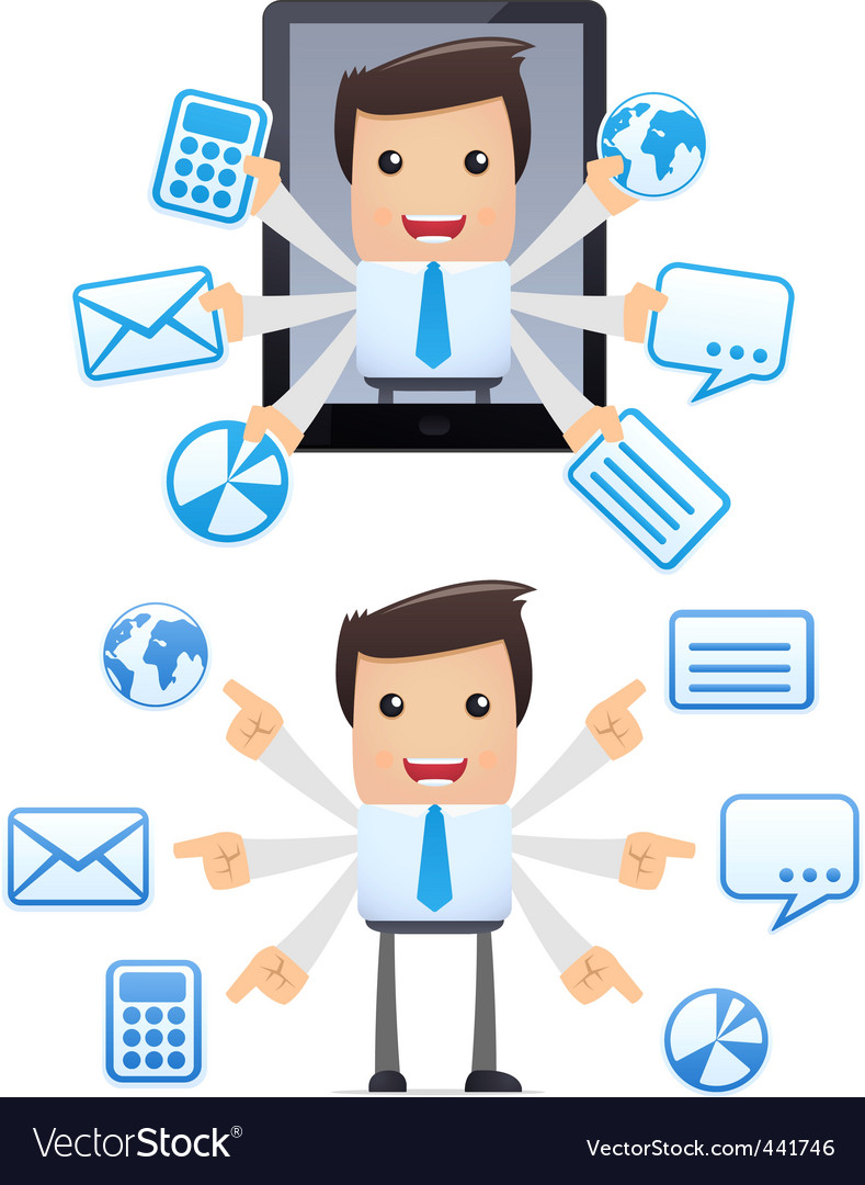 Set of funny cartoon manager Royalty Free Vector Image - VectorStock