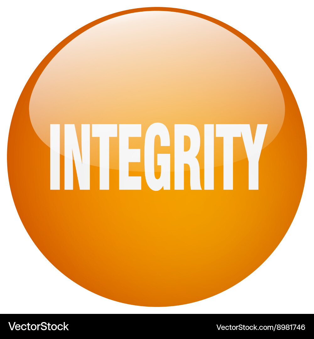 Integrity orange round gel isolated push button Vector Image