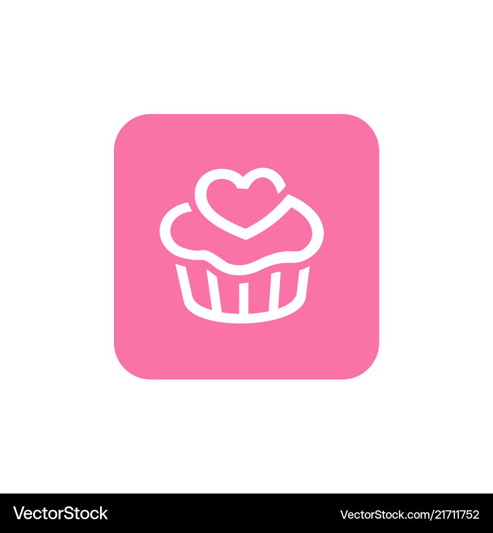 Pink cupcake icon square shape icon design Vector Image